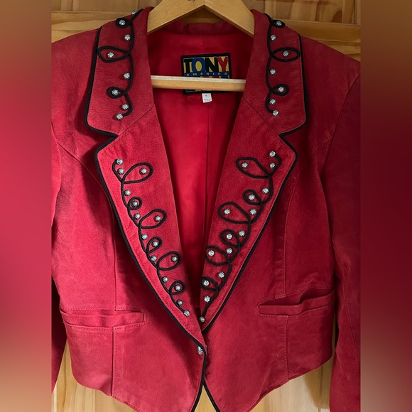 Tony Lama | Jackets & Coats | Vintage Tony Lama Red Suede Leather ...